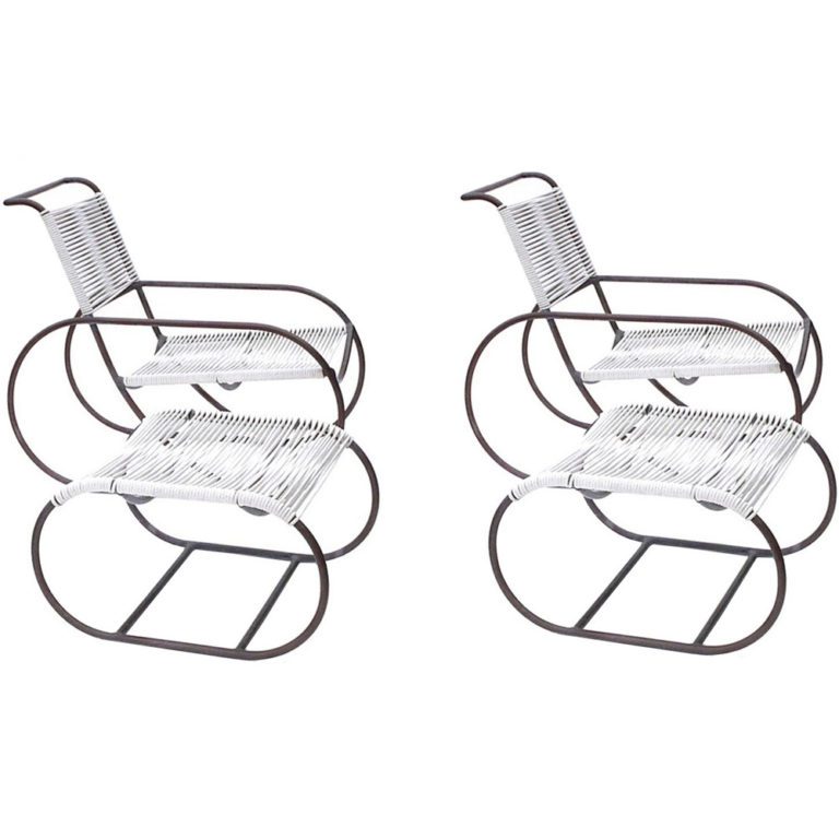 Kipp Stewart Streamline Lounge Chairs w/ Ottomans Pr | TFTM Melrose
