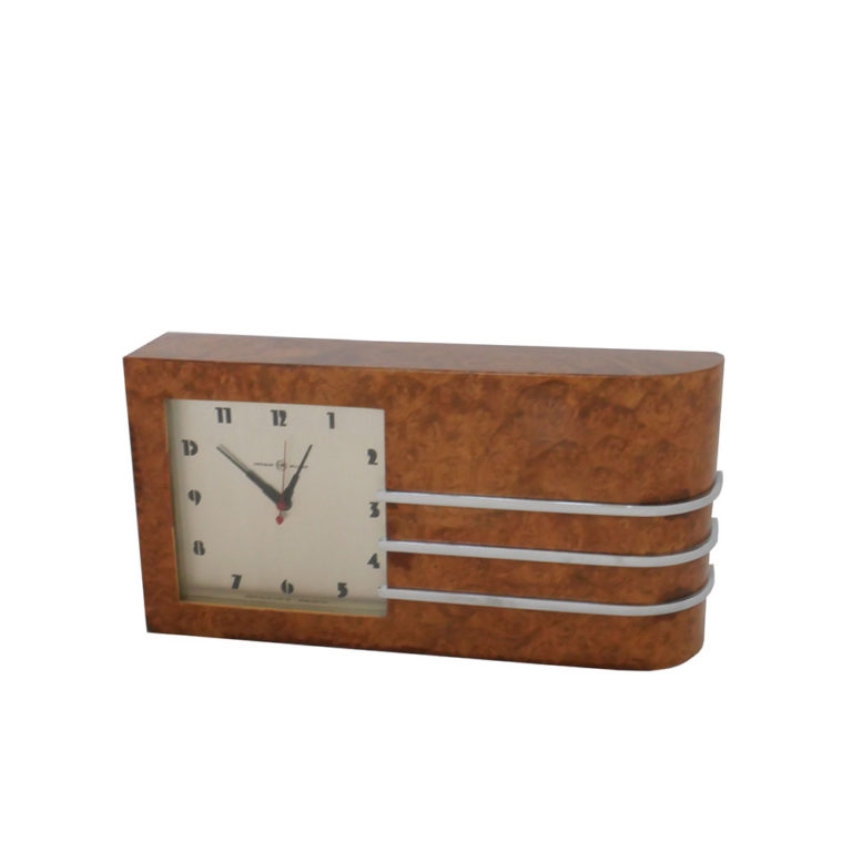 Streamline Burl Wood Clock by Gilbert Rohde || TFTM Melrose