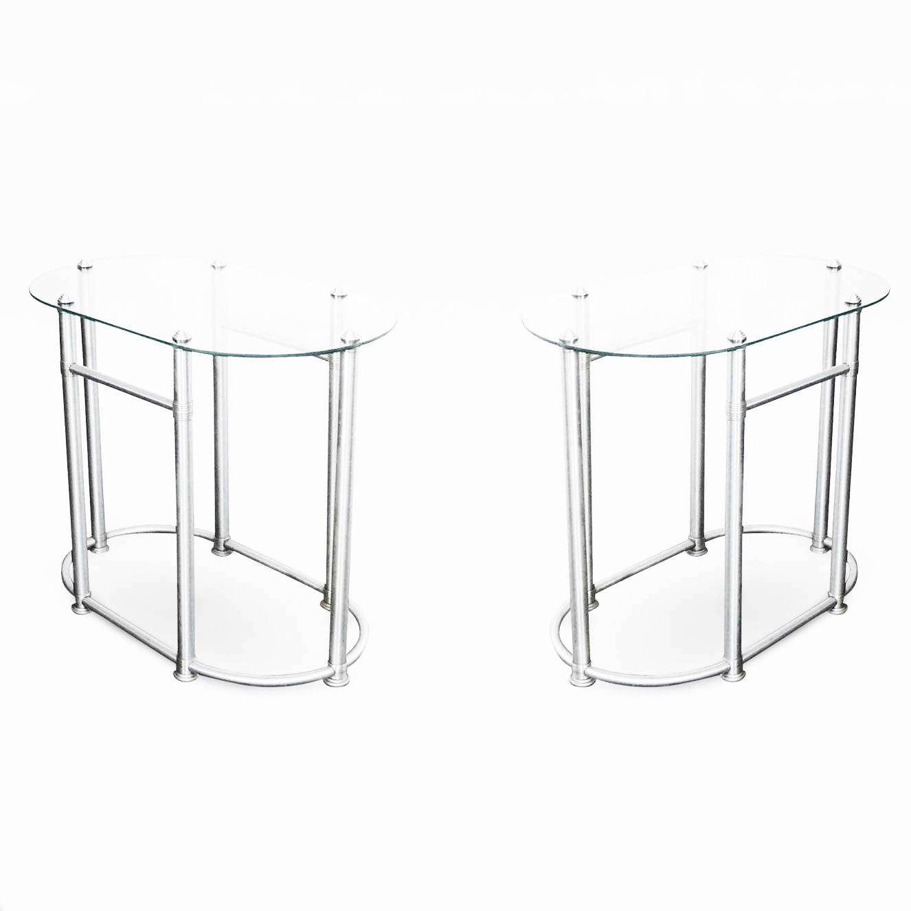 Rare Pair of Glass and Aluminum Side Tables by Warren McArthur